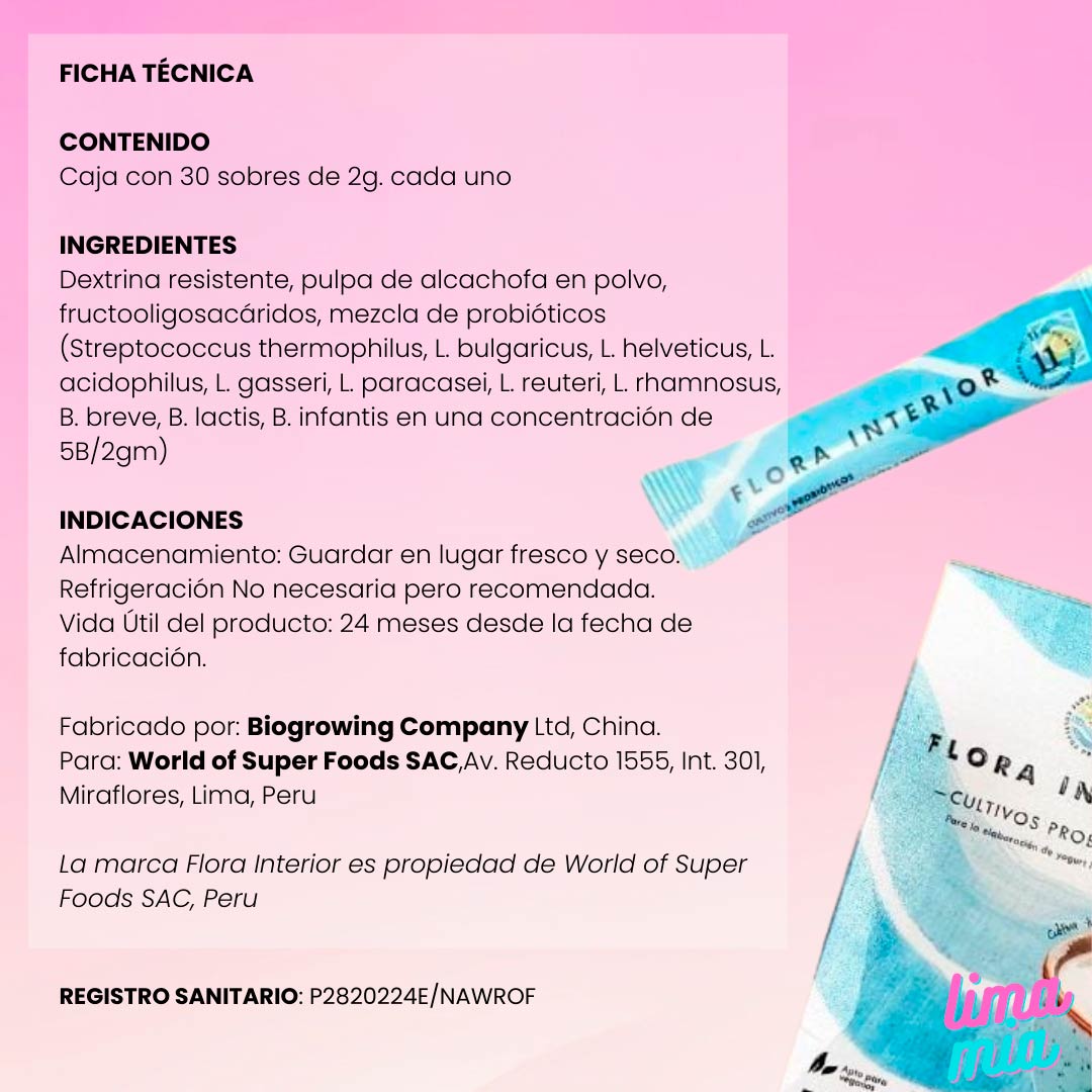 Probióticos en Polvo - 30 Sobres para la Flora Intestinal - Lima Mia
